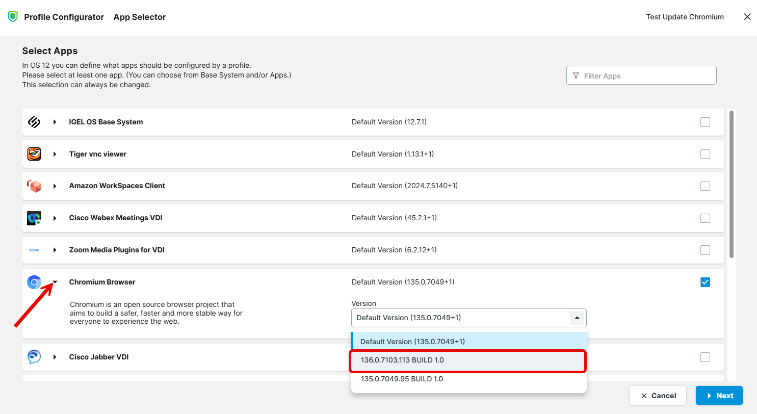IGEL UMS 12: App Update