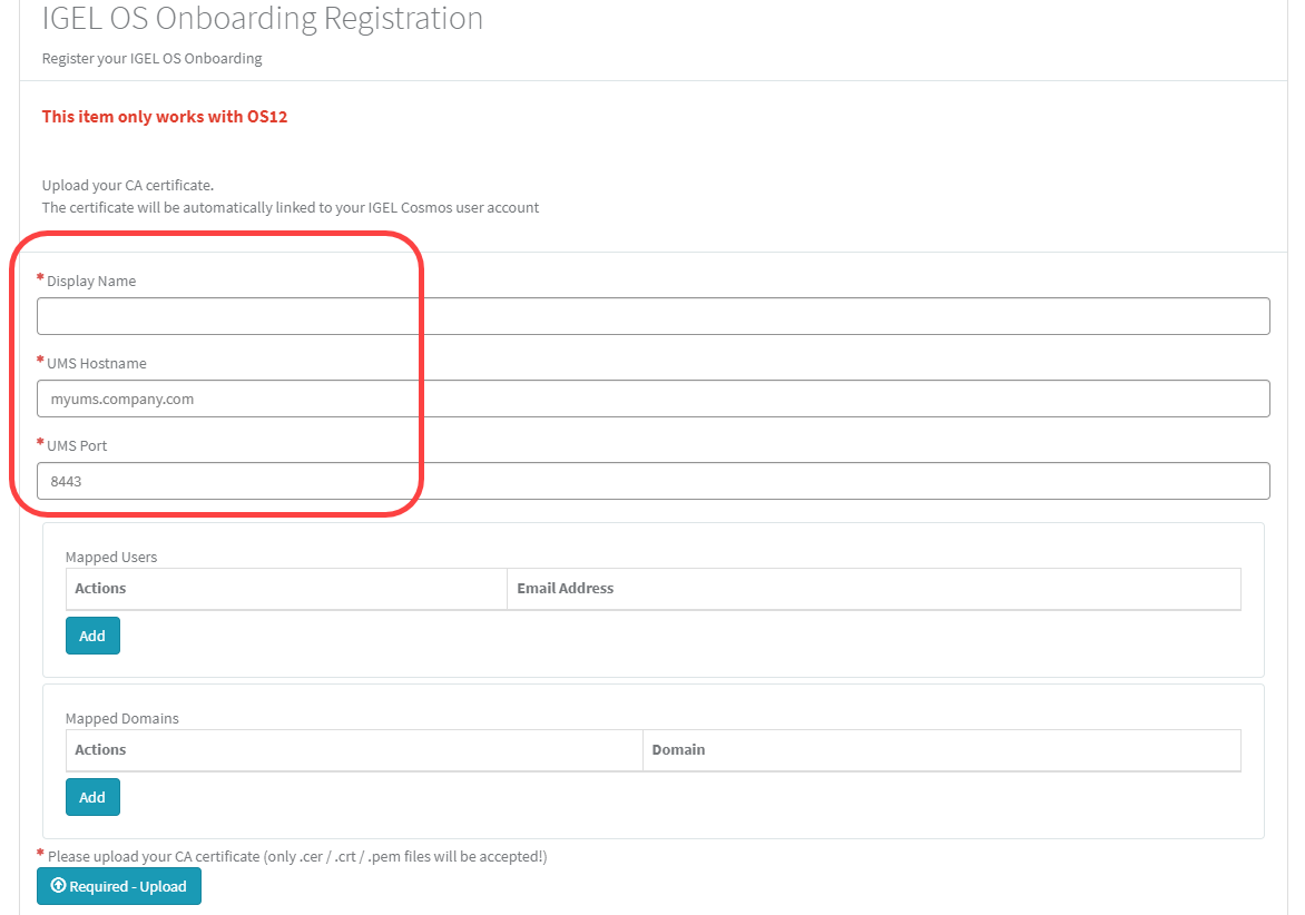 Initial Configuration of the IGEL Onboarding Service (OBS)