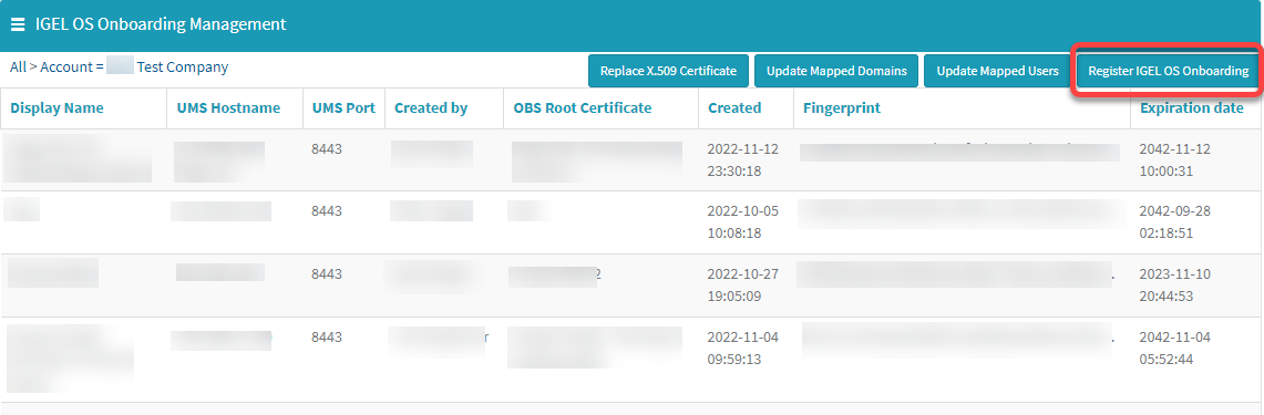 Initial Configuration of the IGEL Onboarding Service (OBS)