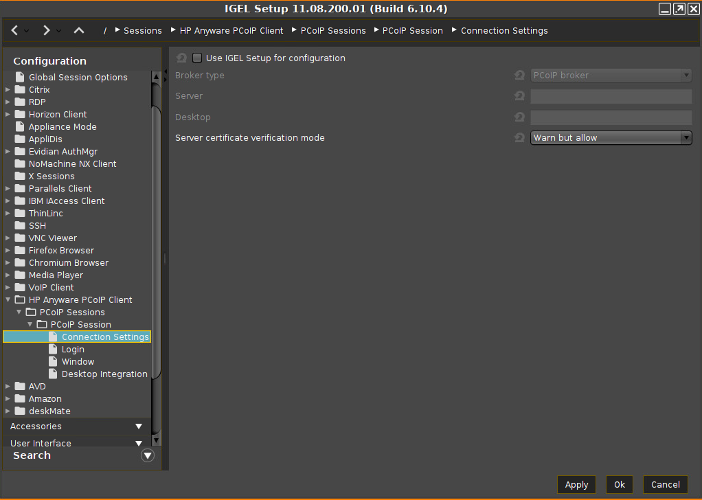 PCoIP Sessions with the HP Anyware Client in IGEL OS