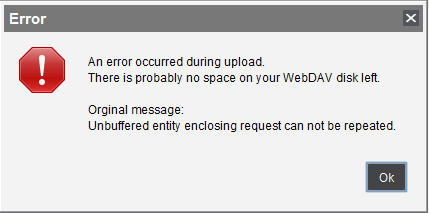 Error During Firmware Upload in UMS: No Space on WebDAV