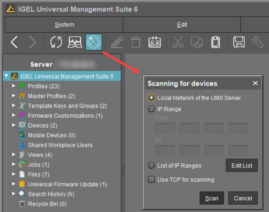 How to Scan the Network for Devices and Register Devices on the IGEL UMS