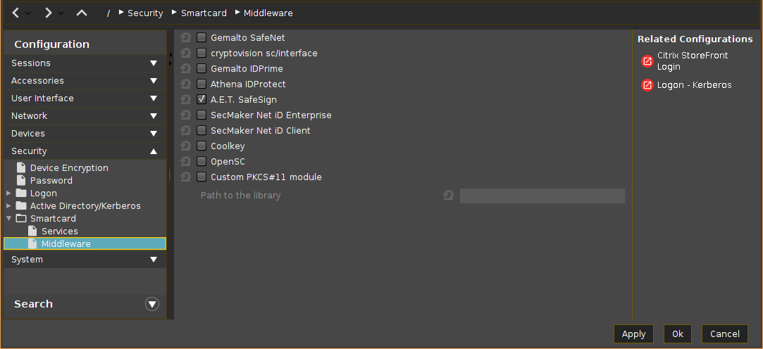 Middleware for Smartcards in IGEL OS