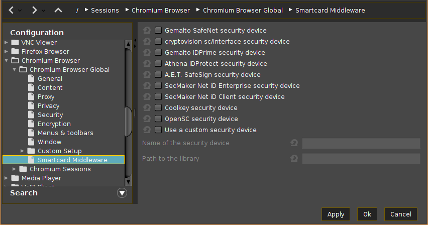 Smartcard Middleware for Chromium Browser in IGEL OS
