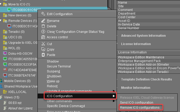 How to Remove a Device from ICG