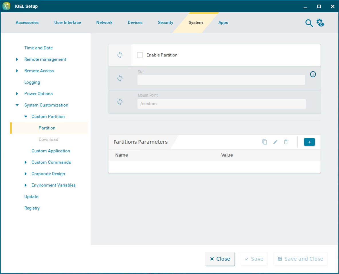Partition - Configuring Custom Partition in IGEL OS 12
