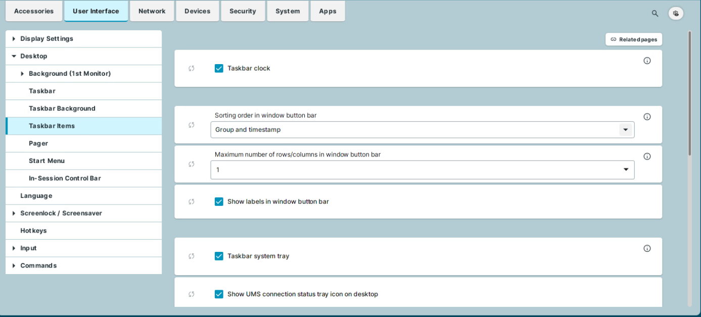Taskbar Items in IGEL OS 12