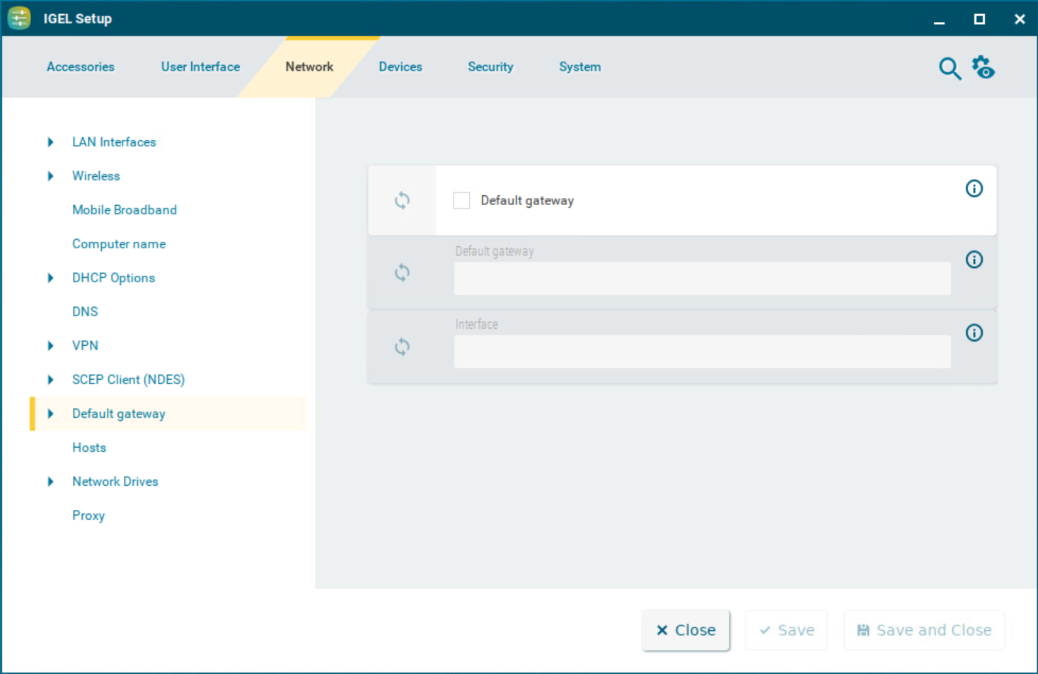Default Gateway Configuration in IGEL OS 12