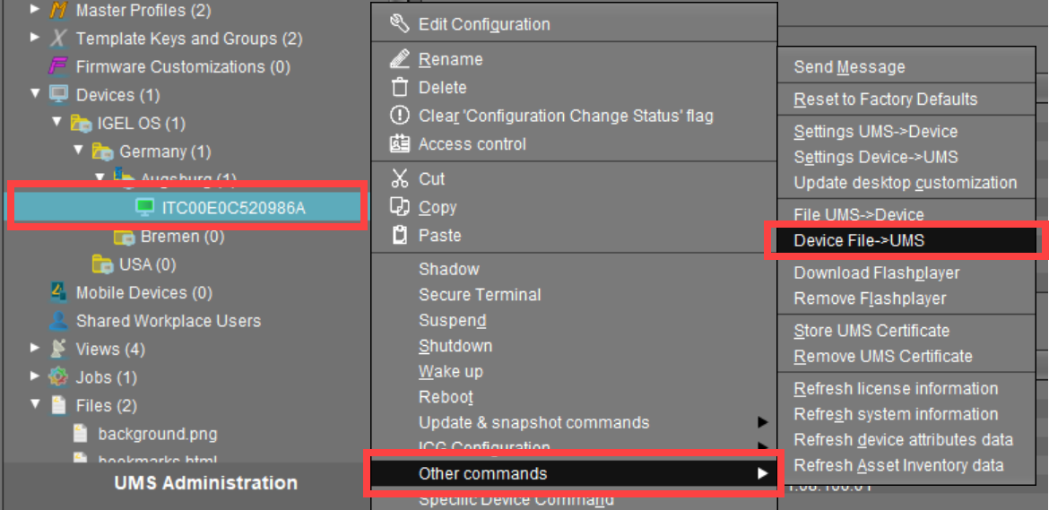 How to Transfer a File to the IGEL UMS Server