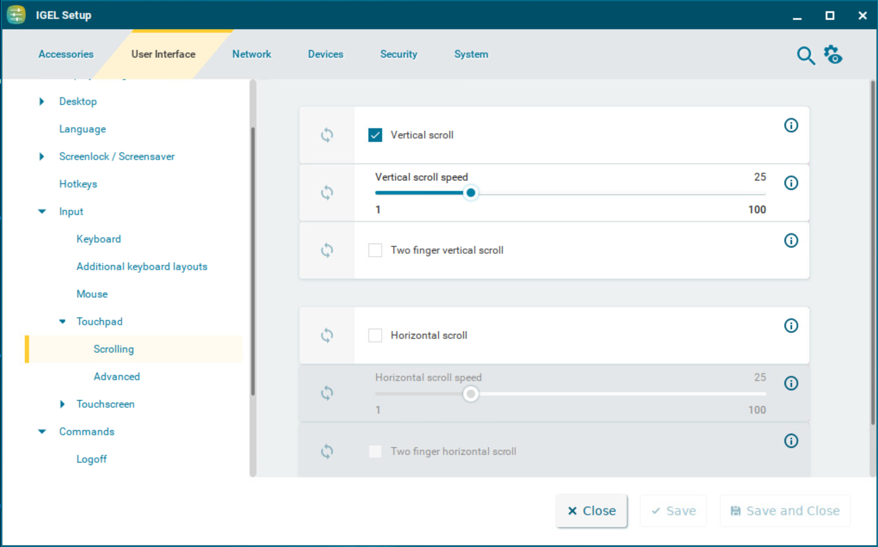 Scrolling with Touchpad in IGEL OS 12