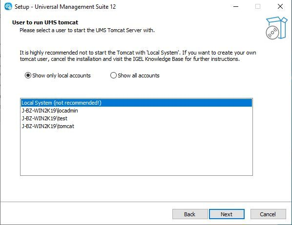 IGEL UMS Installation under Windows