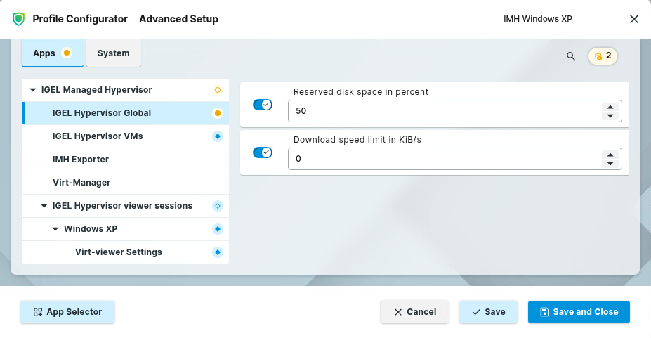 Reconfiguring IGEL Managed Hypervisor