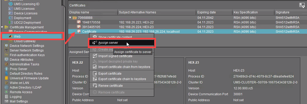 Server Network Settings in the IGEL UMS