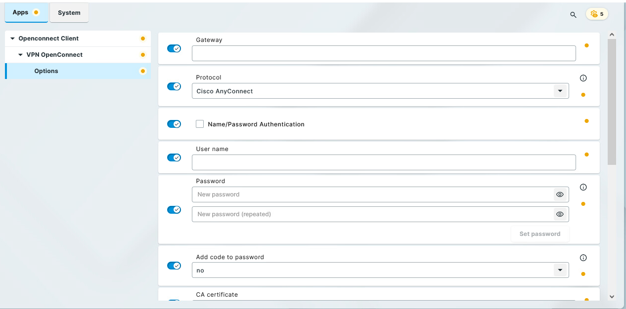 Configuration of OpenConnect VPN