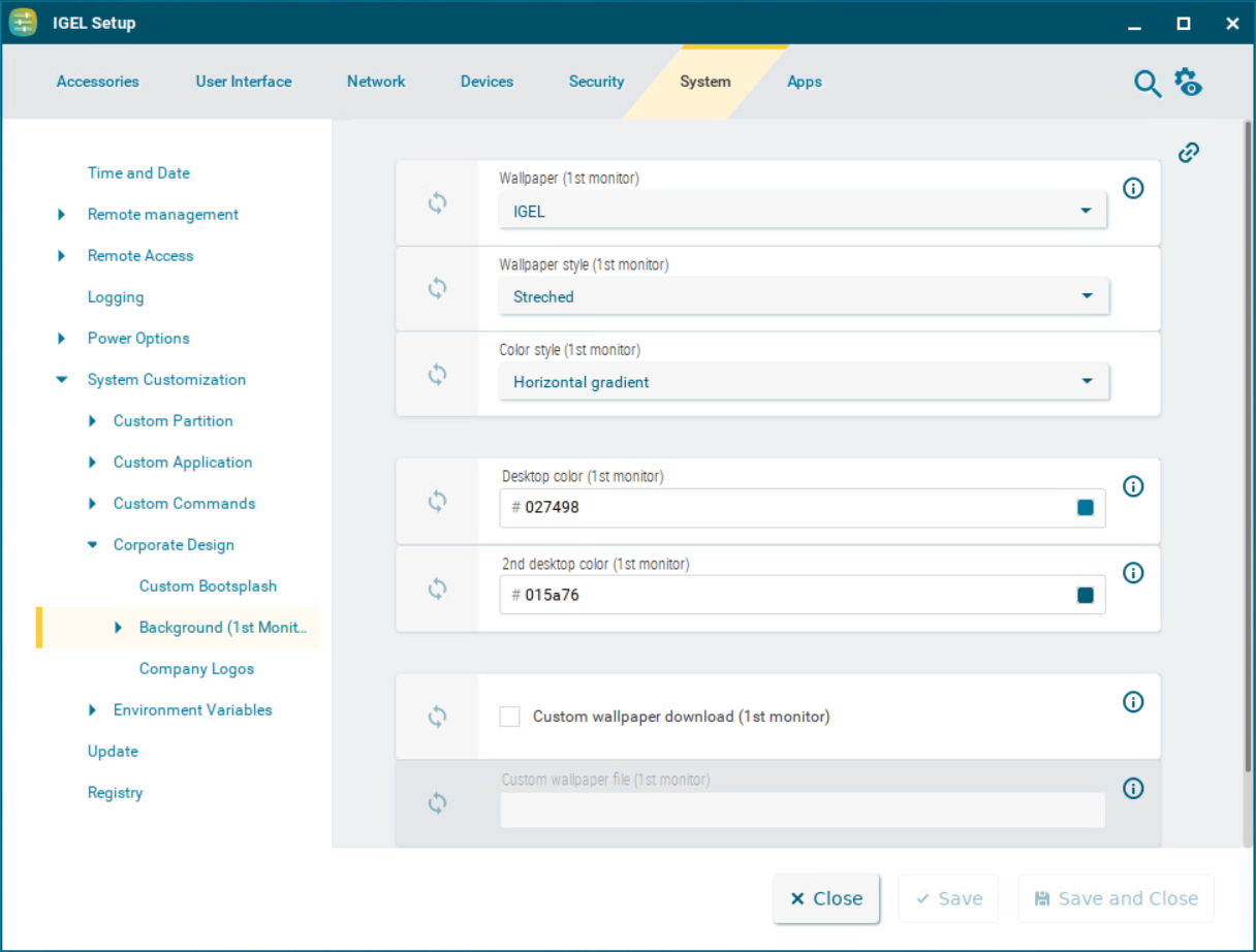 Background (1st Monitor) for Corporate Design in IGEL OS 12
