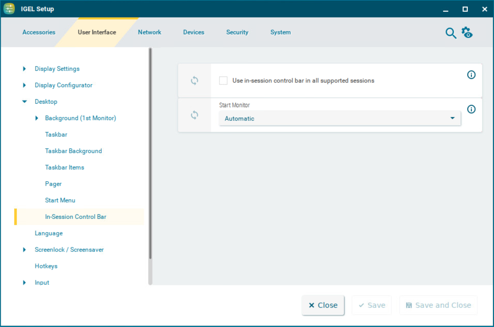 In-Session Control Bar in IGEL OS 12